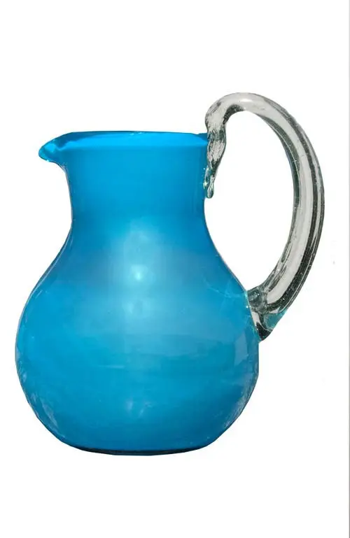 VERVE CULTURE Handblown Glass Pitcher - Aqua