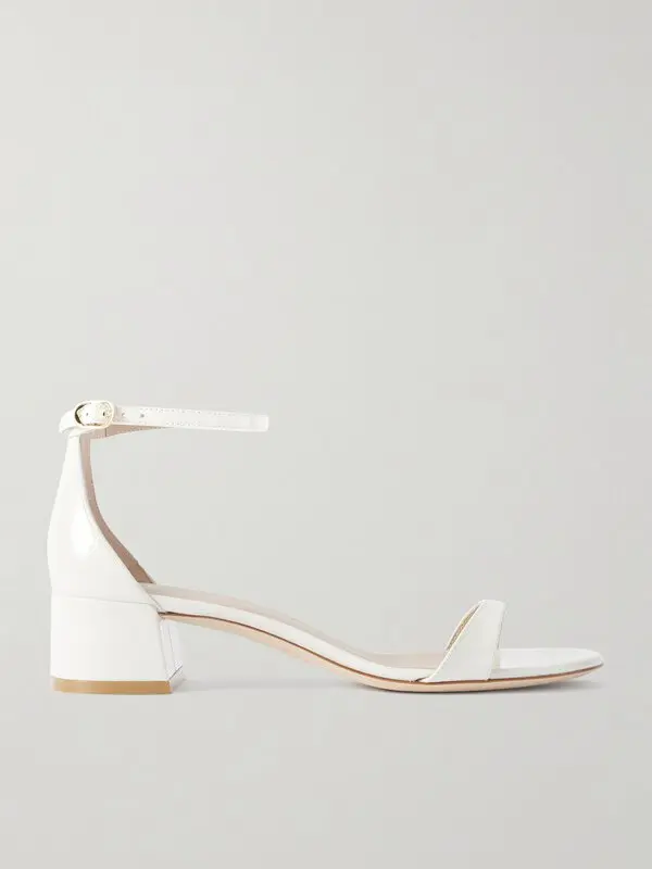 STUART WEITZMAN Nudist Block Patent-leather Sandals - Neutrals