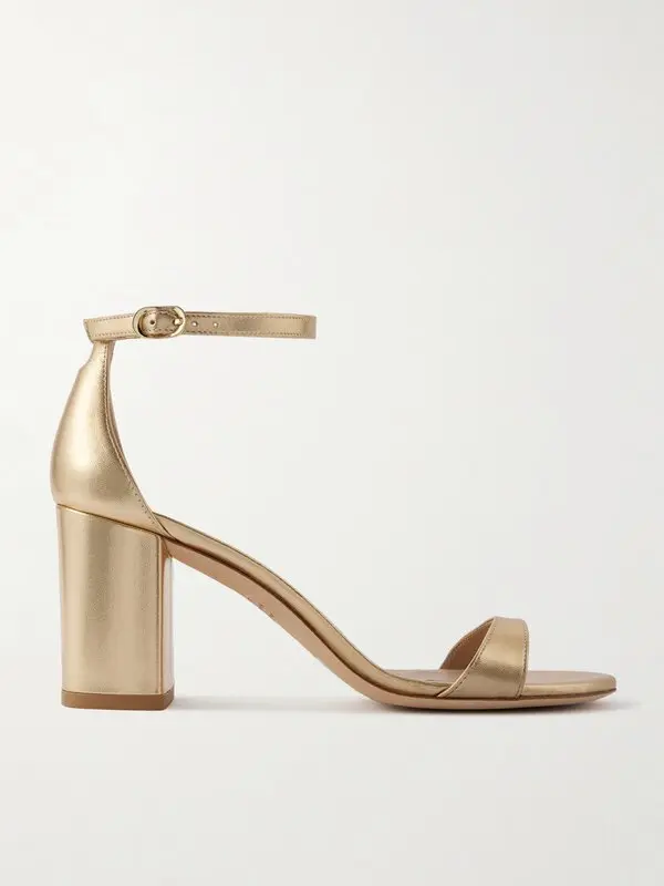 STUART WEITZMAN Nudist Block Metallic Leather Sandals