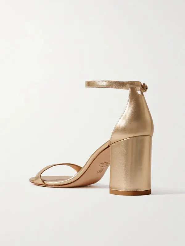 STUART WEITZMAN Nudist Block Metallic Leather Sandals