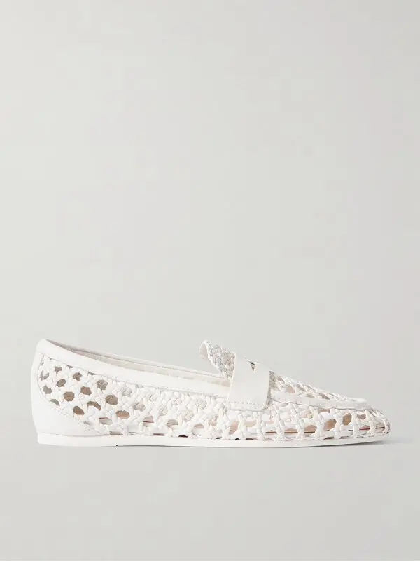 STUART WEITZMAN Thea Woven Leather Loafers - Neutrals