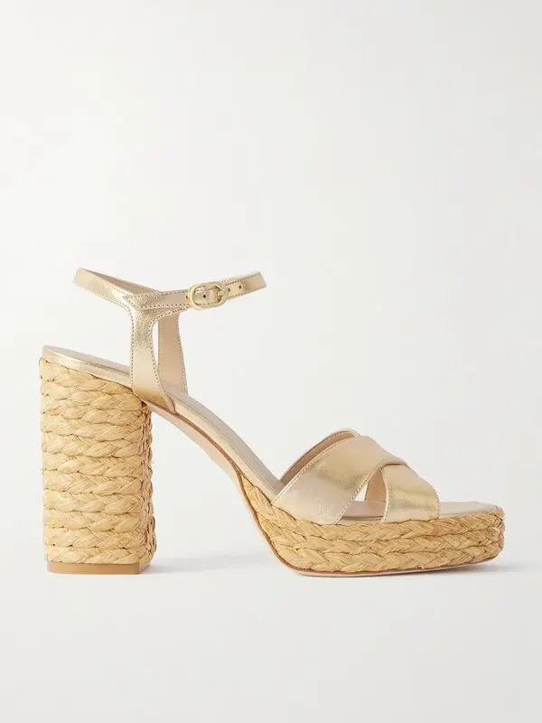 STUART WEITZMAN Dayna Metallic Leather Platform Sandals