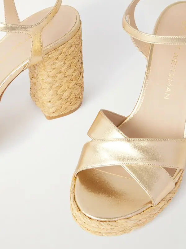 STUART WEITZMAN Dayna Metallic Leather Platform Sandals
