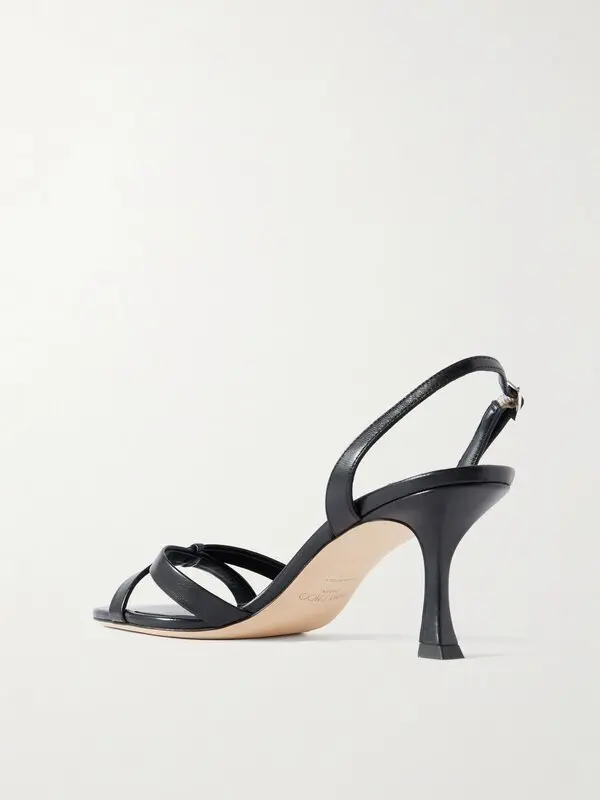 JIMMY CHOO Elsy 70 Leather Slingback Sandals - Black