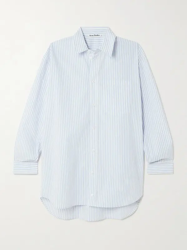 Acne Studios Printed Striped Cotton-poplin Shirt