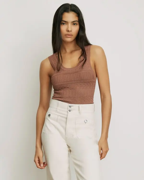 Veronica Beard Sandra Knit Tank Top - Chai