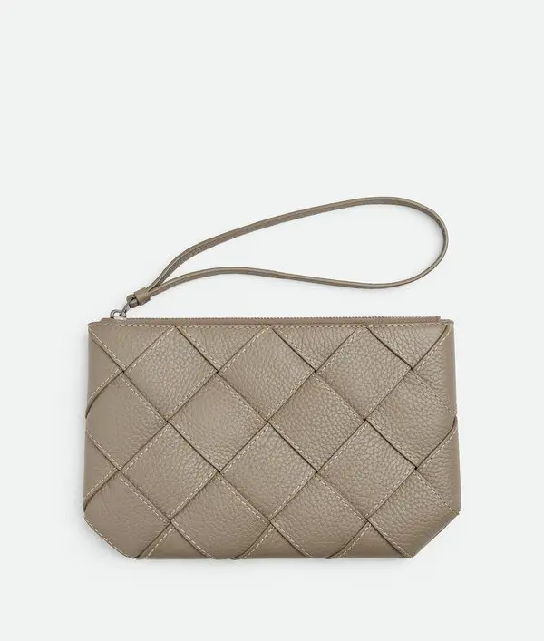 BOTTEGA  VENETA Diago Intreccio Leather Pouch - Limestone/natural