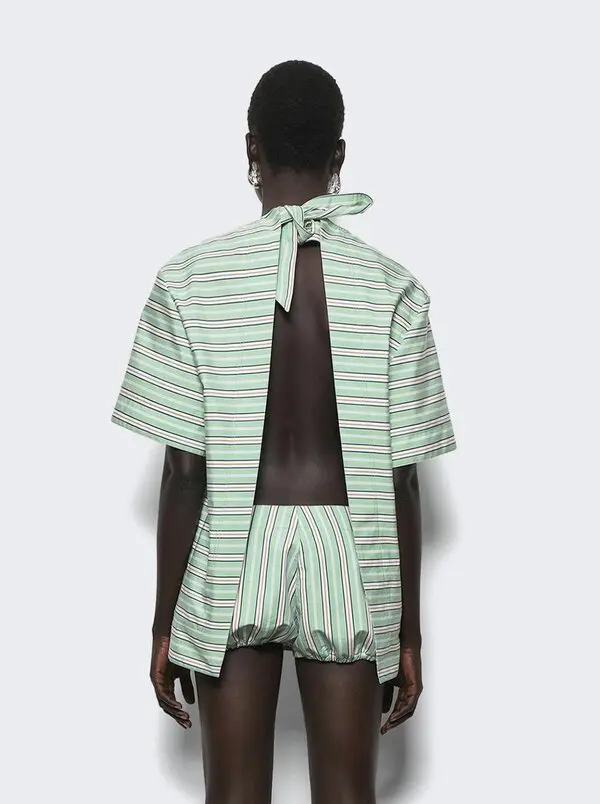 Rabanne Top Short Sleeves Stripe - Green,mustard