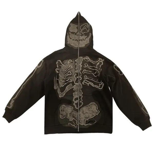 Travis Scott X Fragment Skeleton Graffiti Full Zip Hoodie Redux