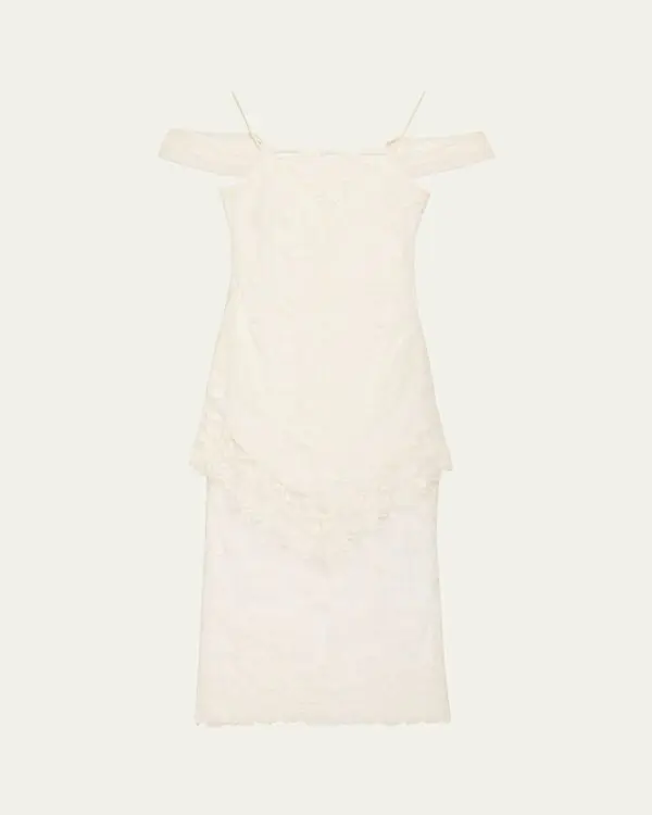 LoveShackFancy Riville Lace Maxi Dress - Off White