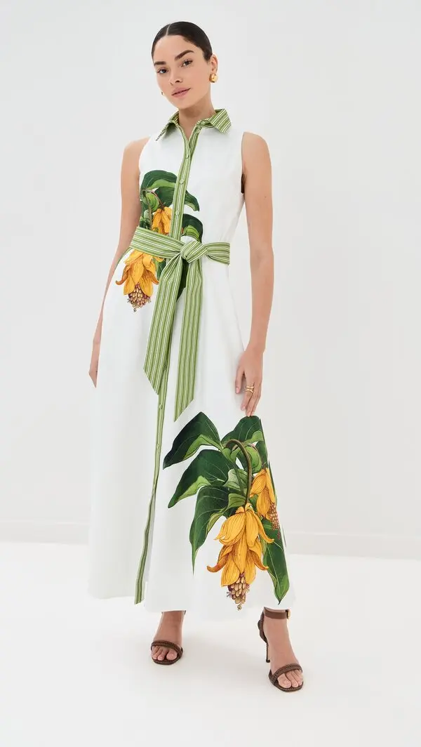 Borgo De Nor Floral Print Maxi Shirtdress