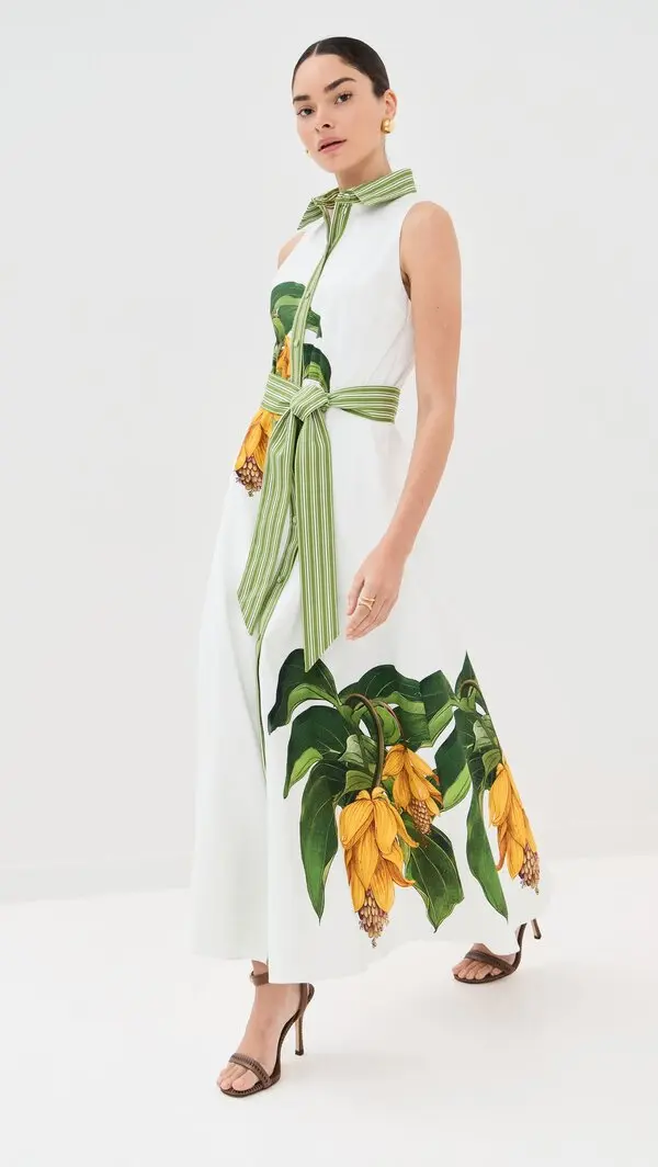 Borgo De Nor Floral Print Maxi Shirtdress
