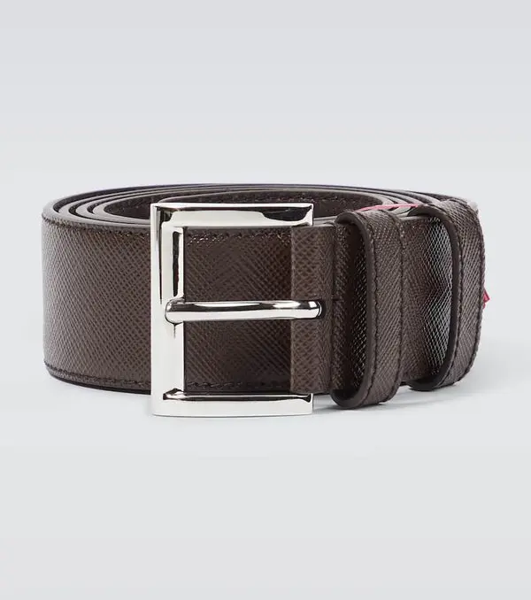 Prada Logo Leather Belt - Brown