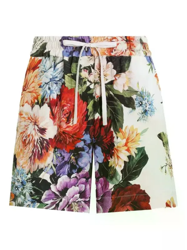 Dolce & Gabbana Floral-print Thigh-length Shorts - White