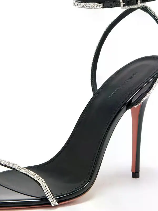 Amina Muaddi Diamante Sandals - Black