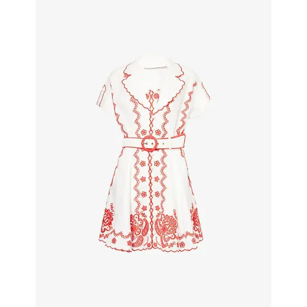 zimmermann lucky embroidered mini dress Zimmermann LUCKY LACE TRIM MINI DRESS – Lord & Taylor main image 0