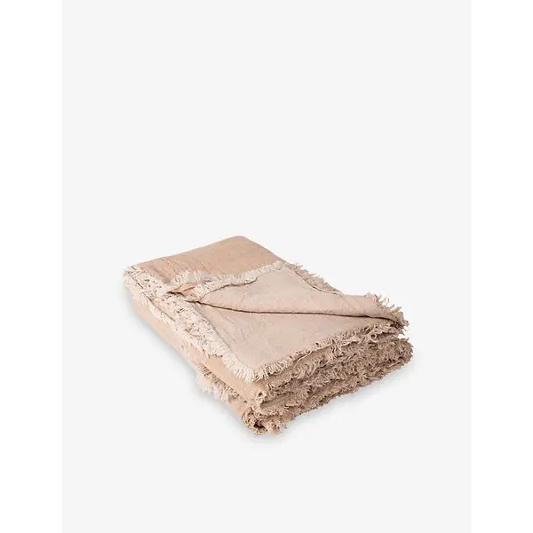 MAISON DE VACANCES Crumpled Washed Linen Throw 140cm X 250cm - Nude