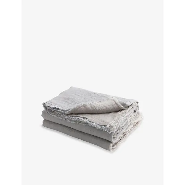 MAISON DE VACANCES Crumpled Washed Linen Throw 140cm X 250cm - Perle