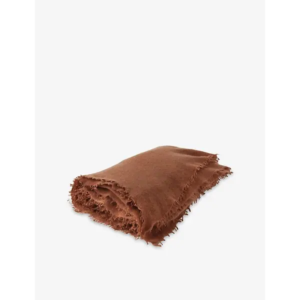 MAISON DE VACANCES Fringed Cashmere Throw 150cm X 200cm - Sienne