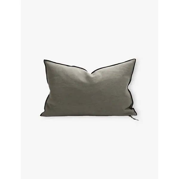 MAISON DE VACANCES Stonewashed Linen Cushion 40cm X 60cm - Camouflage