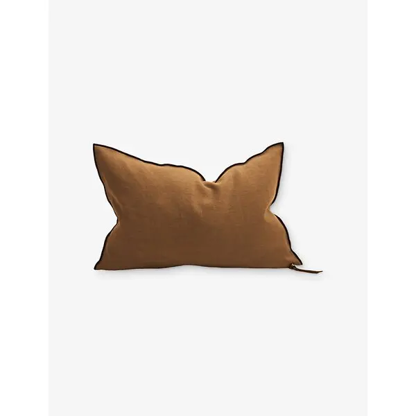 MAISON DE VACANCES Stonewashed Linen Cushion 40cm X 60cm - Havane