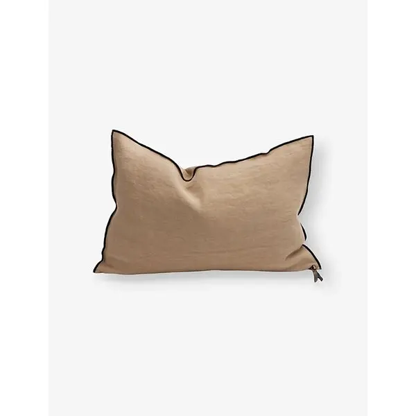 MAISON DE VACANCES Stonewashed Linen Cushion 40cm X 60cm - Sable