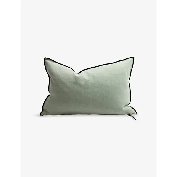 MAISON DE VACANCES Stonewashed Linen Cushion 40cm X 60cm - Sauge