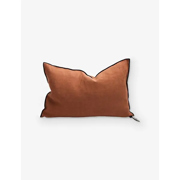 MAISON DE VACANCES Stonewashed Linen Cushion 40cm X 60cm - Sienne