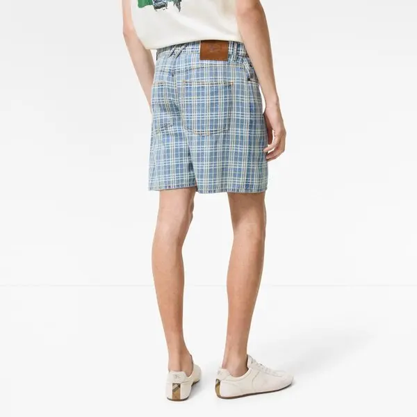 Burberry Check Denim Shorts - Light Navy Blue
