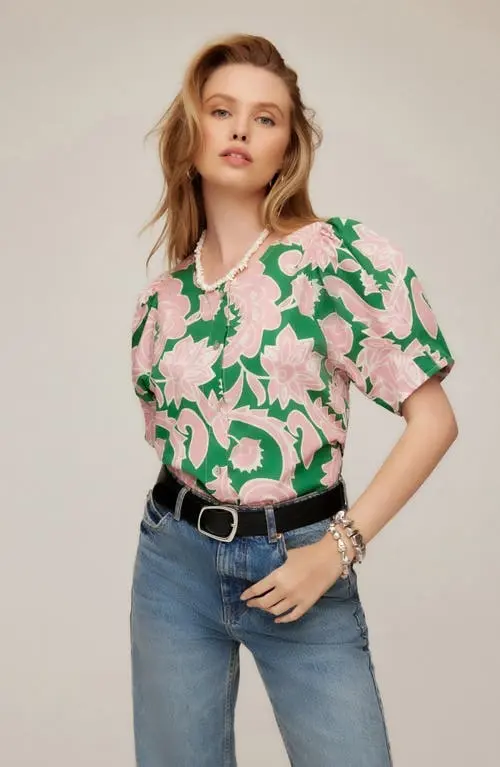 Fifteen Twenty Button-front Puff Sleeve Shirt