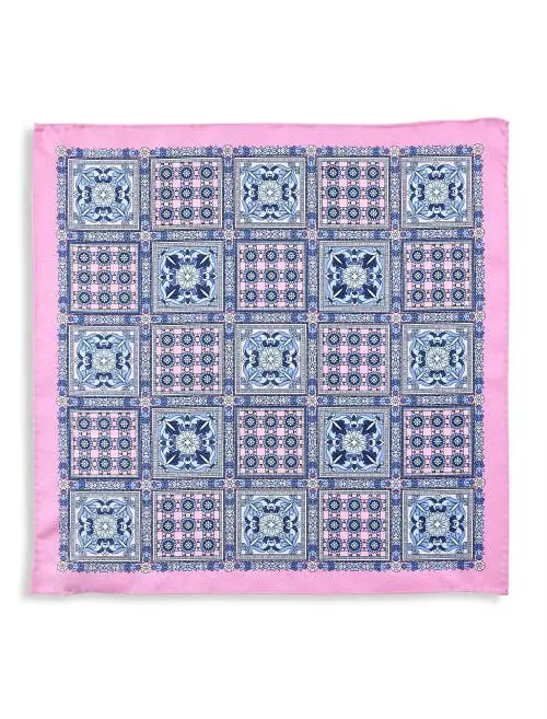 OAK HILL PREMIUM BY DXL Big & Tall Multi Square Silk Pocket Square - Pink