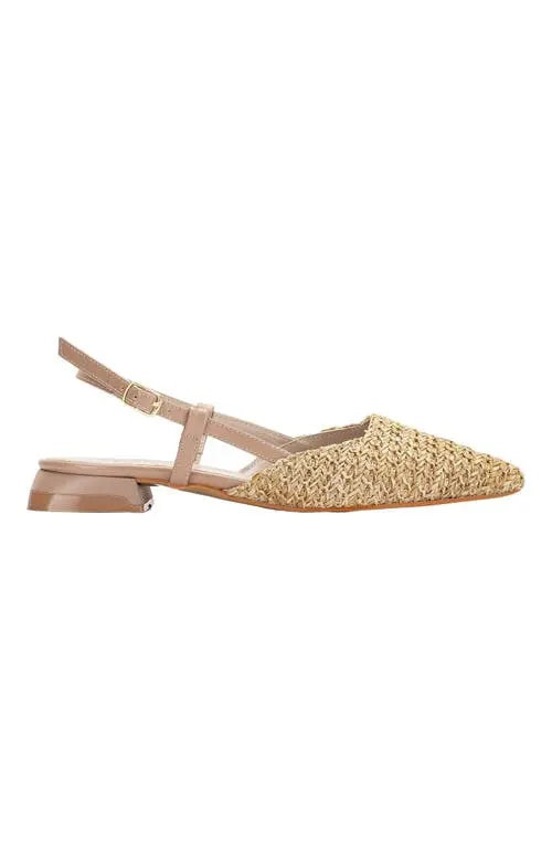 PROLOGUE SHOES Riley Woven Slingback Flats - Beige Faux Leather