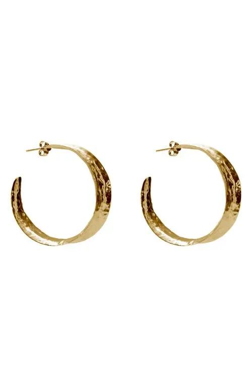 Argento Vivo Hammered Hoop Earrings - Gold