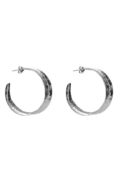 Argento Vivo Hammered Hoop Earrings - Silver