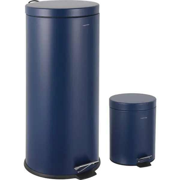 HAPPIMESS Oscar 8-gallon Step-open Trash Can With Free Mini Trash Can - Denim Blue