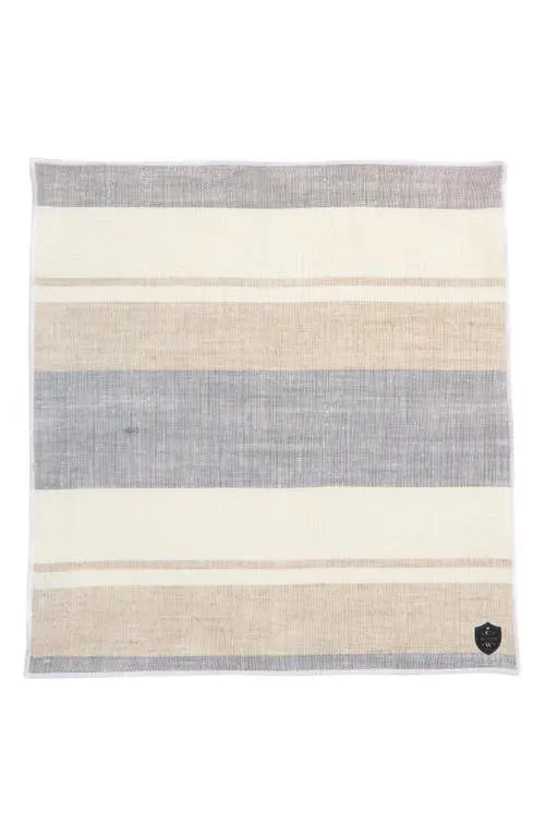 CLIFTON WILSON Stripe Linen Pocket Square - Tan