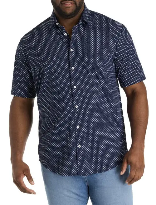BOSS Big & Tall Roan Geometric Oxford Sport Shirt - Navy