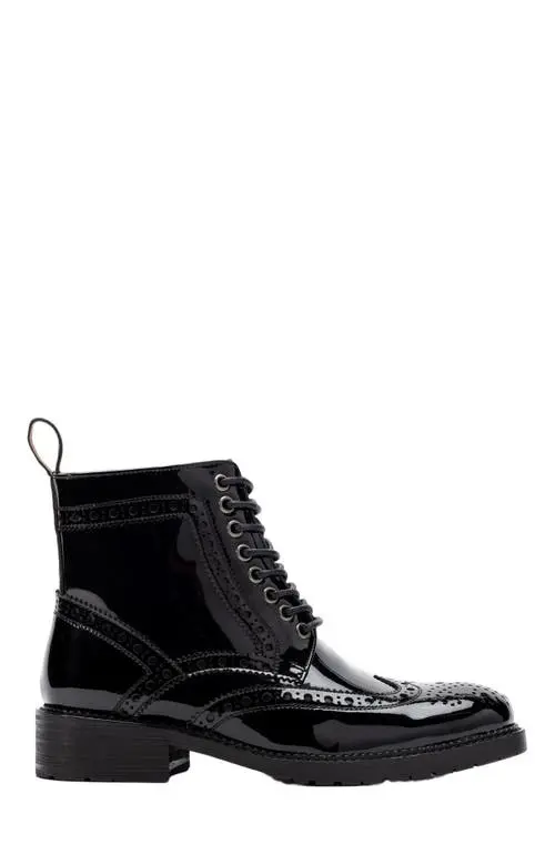 MARC NOLAN Ms. Belmont Wingtip Boots - Black Patent