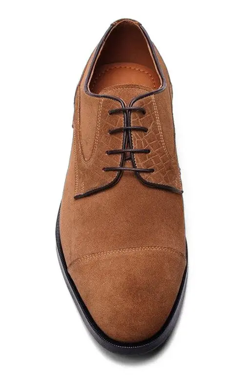 CARLOS BY CARLOS SANTANA Havens Cap-toe Derby - Tabacco Brown Suede