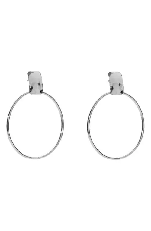 Argento Vivo Hammered Frontal Hoop Earrings - Silver