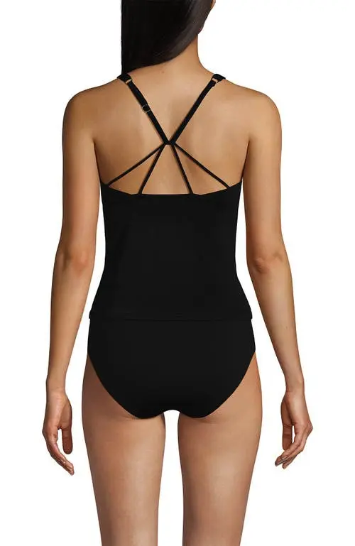 LANDS' END D-cup Tugless High Neck Strappy Back Tankini - Black