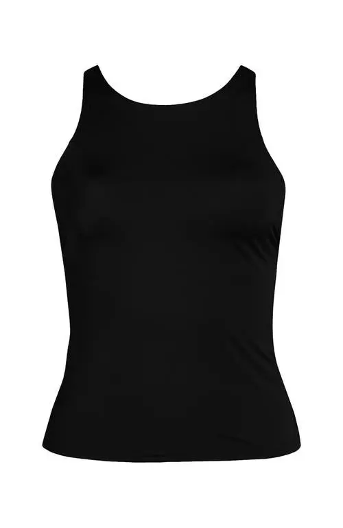 LANDS' END D-cup Tugless High Neck Strappy Back Tankini - Black