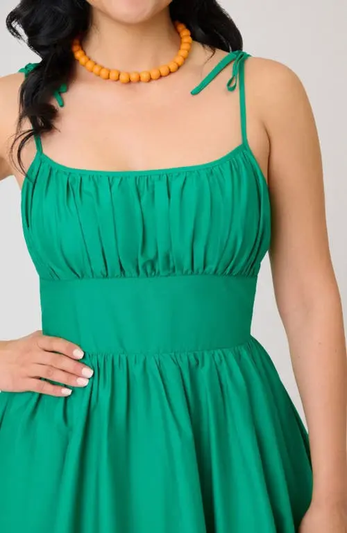 Unique Vintage 1950s Cotton Swing Dress - Green Solid