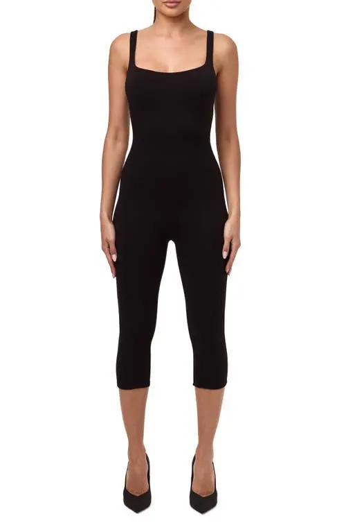 Naked Wardrobe Stretch Jersey Capri Jumpsuit - Black