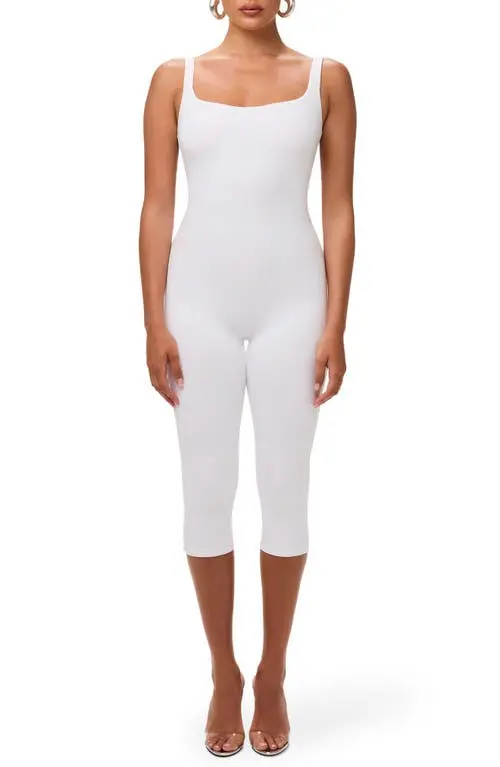 Naked Wardrobe Stretch Jersey Capri Jumpsuit - White