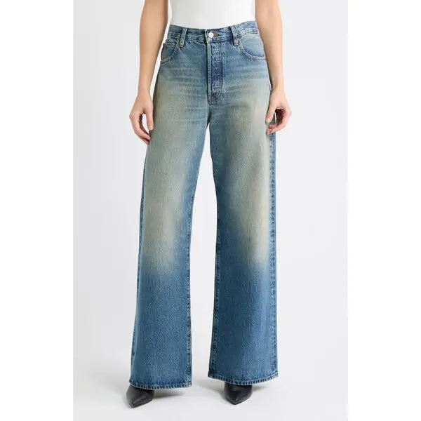 FRAME The Loose High Waist Wide Leg Jeans - Electric