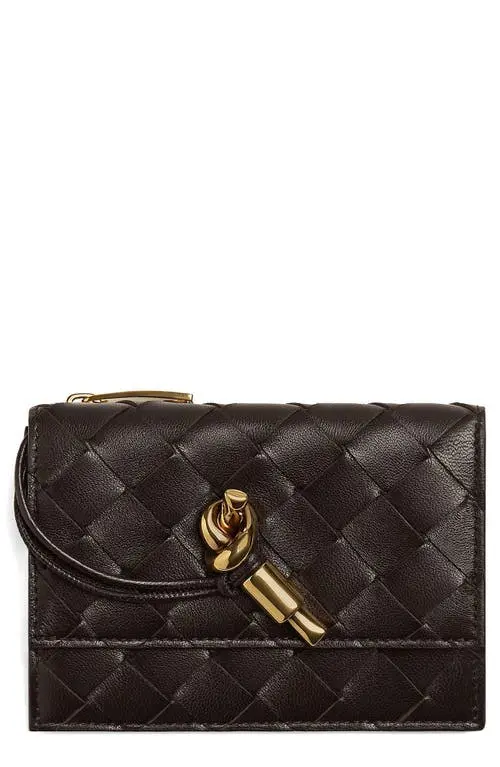 Bottega Veneta Andiamo Slip Intrecciato Leather Zip Card Case - 2190 Fondant-m Brass