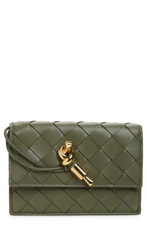 Bottega Veneta Andiamo Slip Intrecciato Leather Zip Card Case - 3293 Pickle-muse Brass