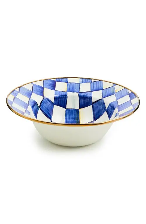 MACKENZIE-CHILDS Royal Check Enameled Steel Serving Bowl - Blue/ White