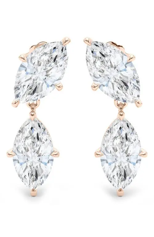HAUTECARAT Lab Grown Diamond Twin Marquise Cut Drop Earrings - 18k Rose Gold